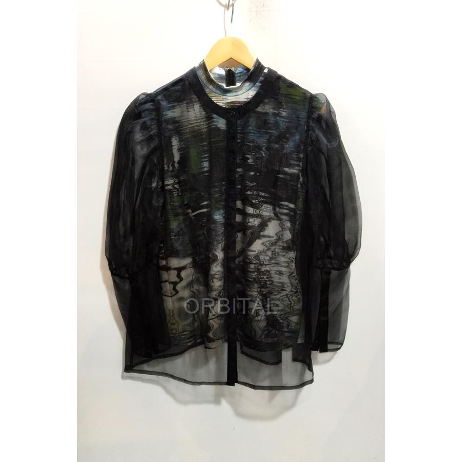 UNITED ARROWS 代官山)Ameri VINTAGE アメリヴィンテージ MEDI PRINT LAYERED SHEER SET TOP レイヤード シアートップス ブラック× ...