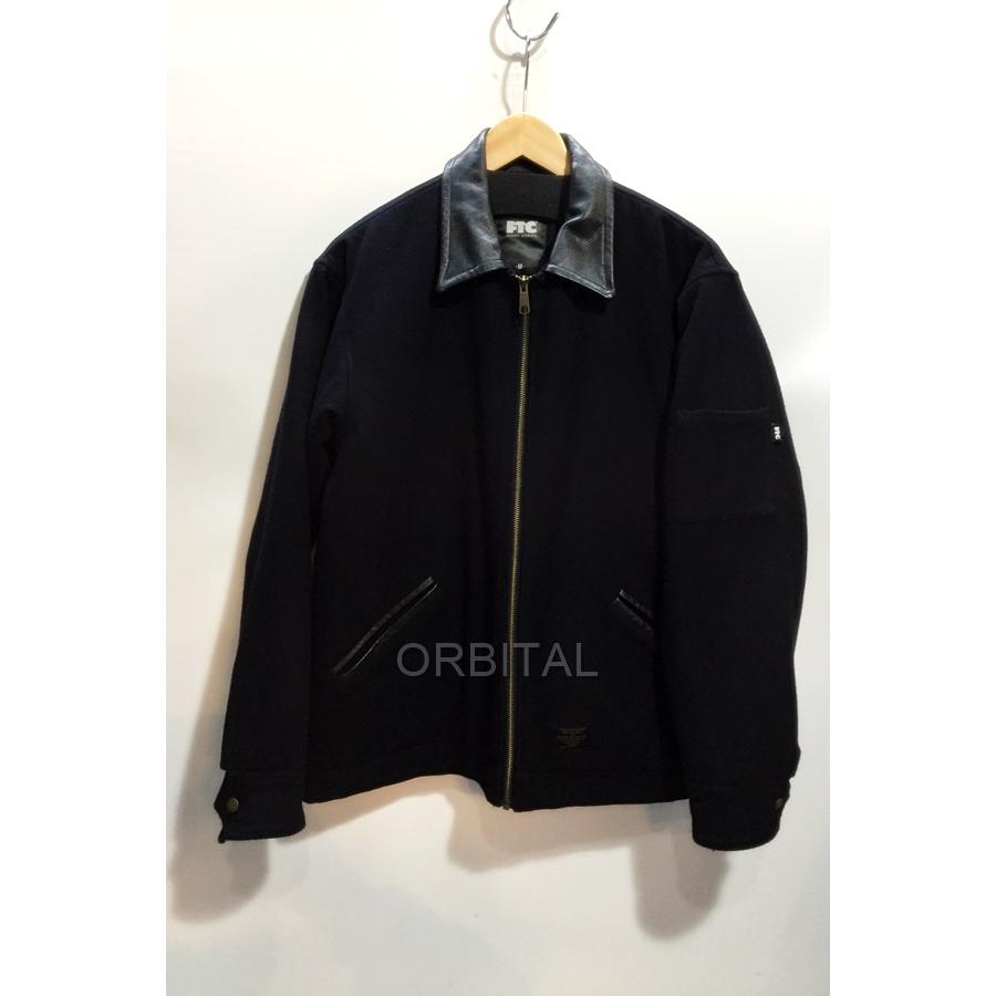 FTC 代官山)FTC エフティーシー WOOL WORK JACET ウール×レザー ワークジャケット カバーオール ネイビー サイズM ...