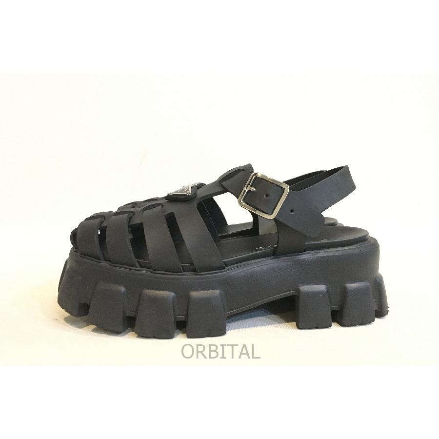二子玉)プラダ PRADA モノリス ラバー サンダル ブラック 二子玉)プラダ PRADA モノリス ラバー サンダル ブラック