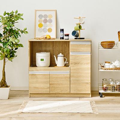 HAGiHARA キッチンカウンター 食器棚 キッチン収納 幅89cm 萩原 ナチュラル VKC-7150NA メーカー直送 : 生活家電ディープライス - 通販 - Yahoo!ショッピング