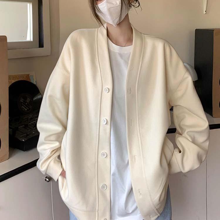 カーディガン レディース スウェットカーディガン 長袖 トップス アウター Vネック スウェットトレーナー おしゃれ パーカー 無地 かわいい ...