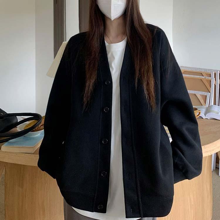 カーディガン レディース スウェットカーディガン 長袖 トップス アウター Vネック スウェットトレーナー おしゃれ パーカー 無地 かわいい ...