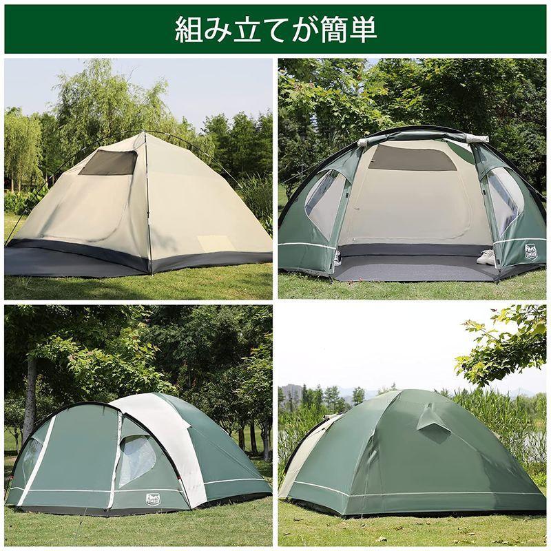 春夏新作モデル TIMBER RIDGE テント 3-4人用 キャンプテント ドーム 二重層 通気 防風 防水 耐水圧3000mm 軽量 UV ...