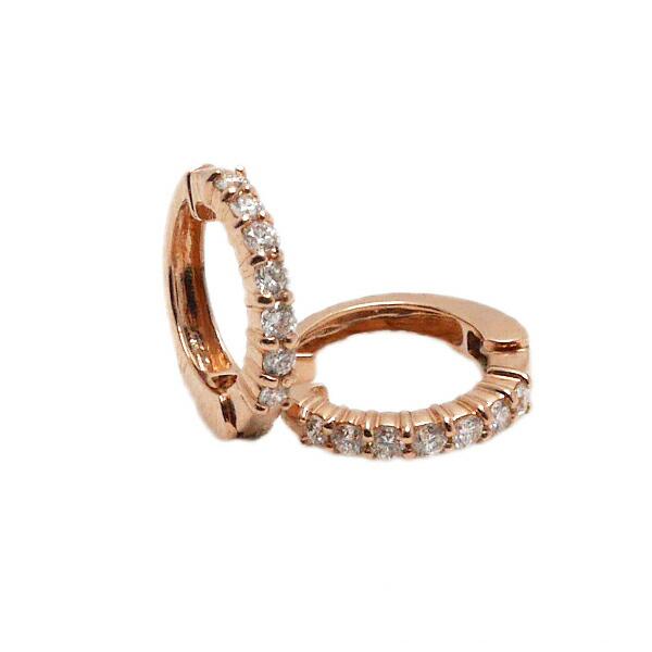 （e245139）天然ダイヤモンド 0.28カラット ピアリング イヤリング 両耳 18kピンクゴールド 正規品 ハーフエタニティタイプ ...