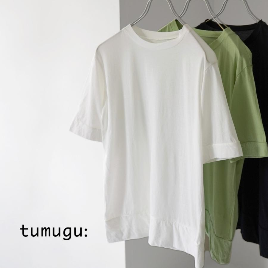 tumugu TUMUGU（ツムグ） フェザリーコットン クルーネック5分袖Tシャツ / レディース カットソー 半袖 インナー 薄手 綿100 日本製 : GochI by ROCOCO ...