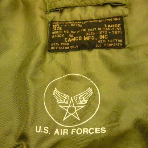 CAMCO 古着 カムコ MA-1 1958年モデル 復刻 Bタイプ (LARGE) エアフォースマーク付き [代官山FULL UP]古着/中古/代官山 : 代官山FULL UP - 通販 ...