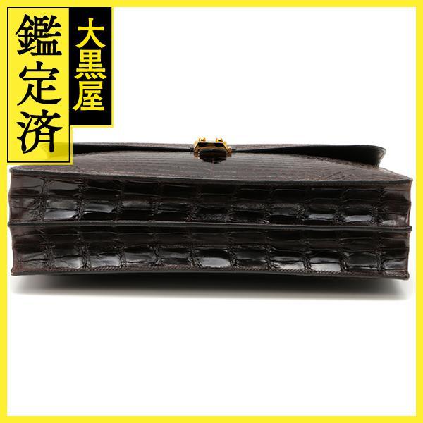 HERMES エルメス ビジネスバッグ サックアデペッシュ31 ブラウン クロコダイル ポロサス B刻印 214370135493【430 ...