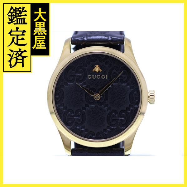 GUCCI（グッチ） メンズ クオーツ Gタイムレス YA1264034A ブラック文字盤 GP/レザー【472】HK : 質屋 大黒屋 ...