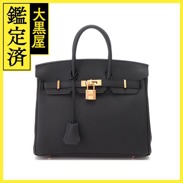 HERMES エルメス ハンドバッグ バーキン25 ブラック トゴ ローズゴールド金具(ピンクゴールド金具) 2143200572682 ...