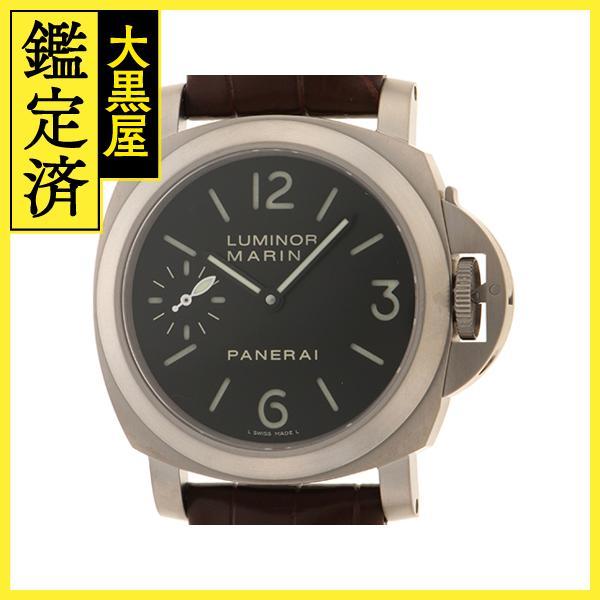 OFFICINE PANERAI パネライ 腕時計 ルミノール マリーナ PAM00177 チタン/アリゲーターベルト ブラック文字盤 手巻き ...