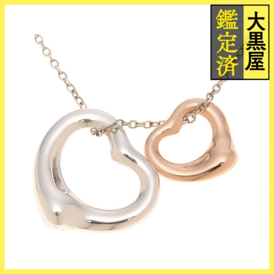 TIFFANY&Co. TIFFANY＆CO ティファニー ダブルオープンハート ネックレス シルバー/k18ピンクゴールド 4.2g ...