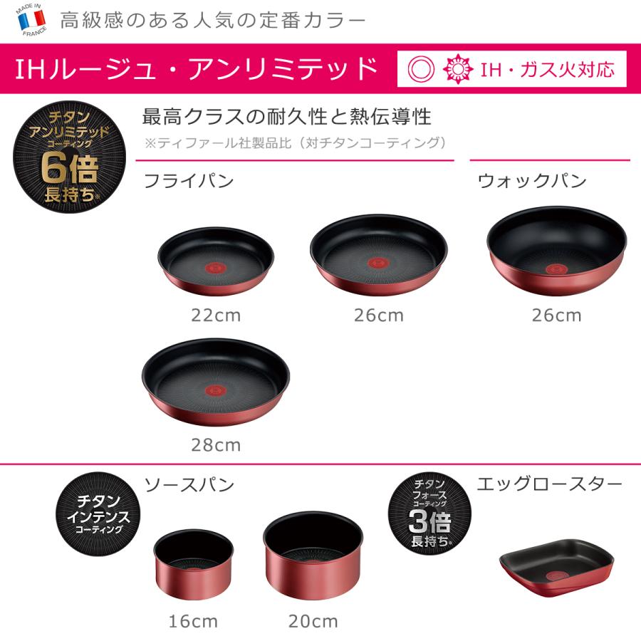 ティファール IH対応 直火（ガス火）対応 インジニオ・ネオ IHルージュ・アンリミテッド ウォックパン26cm L38377 T-fal 単品：フタと取っ手は付属しません :tfa3114 ...