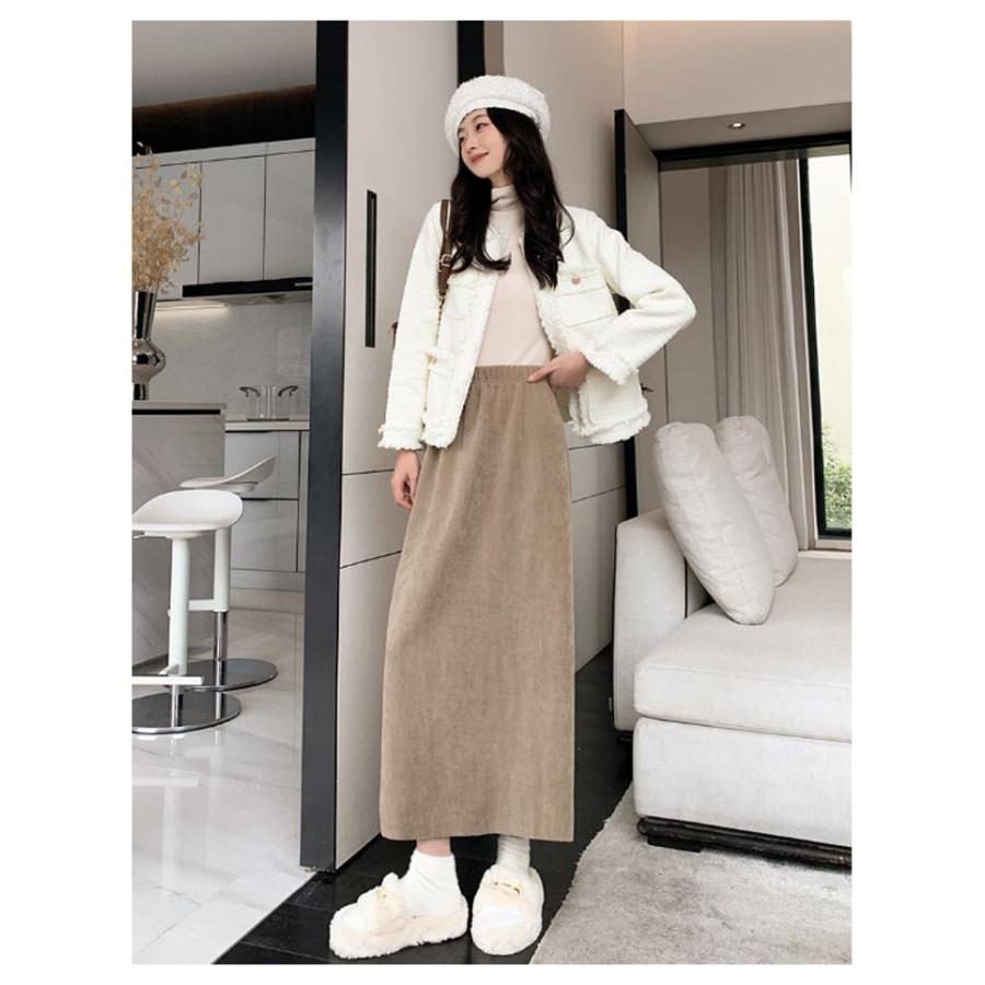 秋冬 スカート 裏起毛 高身長 低身長 Iライン 極暖 裏起毛 スリット 楽ちん レディース ナロースカート ロングスカート ロング丈 裏起毛スカート :aimas537755:DAIM ...