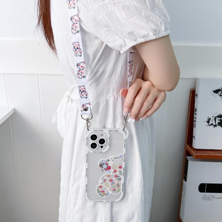 アイフォンケース 携帯ケース おしゃれ ケース ショルダー タイプ 透明 クリア TPU シリコン クマ 熊 花柄 耐衝撃 iPhone 15 iPh : DAIM STORE - 通販 ...