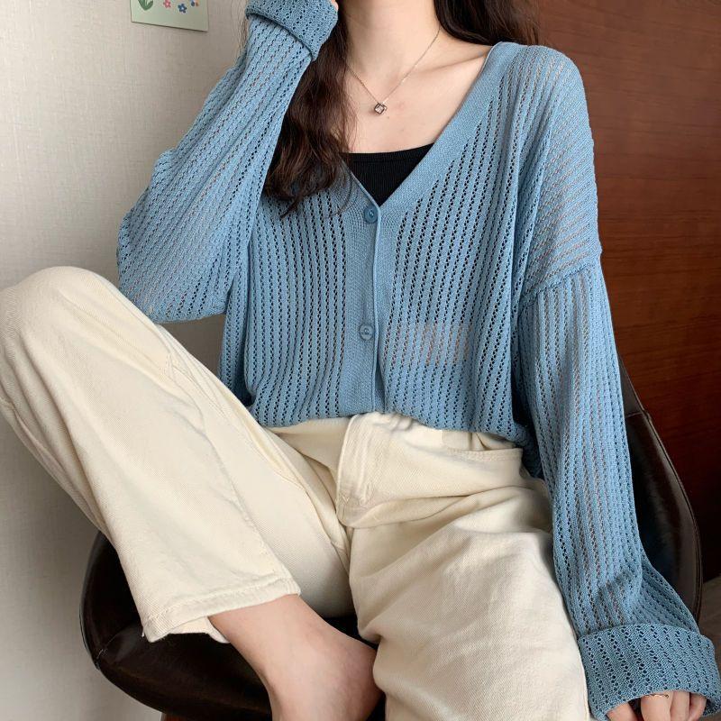送料無料 カーディガン UVカット 薄手 透け感 プチプラ 大きいサイズ レディース 春夏 オフィス 長袖 ゆったり 無地 Vネック 日焼け防止 日焼 : DAIM STORE - 通販 ...
