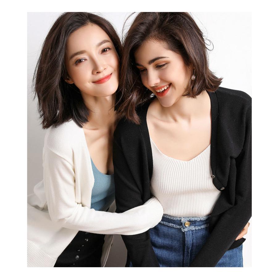 カーディガン ニットカーディガン レディース ニット 長袖 Vネック 秋 冬 トップス Vネック 羽織り 2タイプ 無地 セーター シンプル 韓国 : goodem359218 : DAIM ...