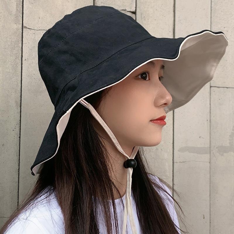 帽子 レディース ハット 日焼け止め 折りたたみ リバーシブル つば広 自転車 UVカット 小顔効果 大きいサイズ 遮光 あごひも ボタンで留めれる : DAIM STORE - 通販 ...