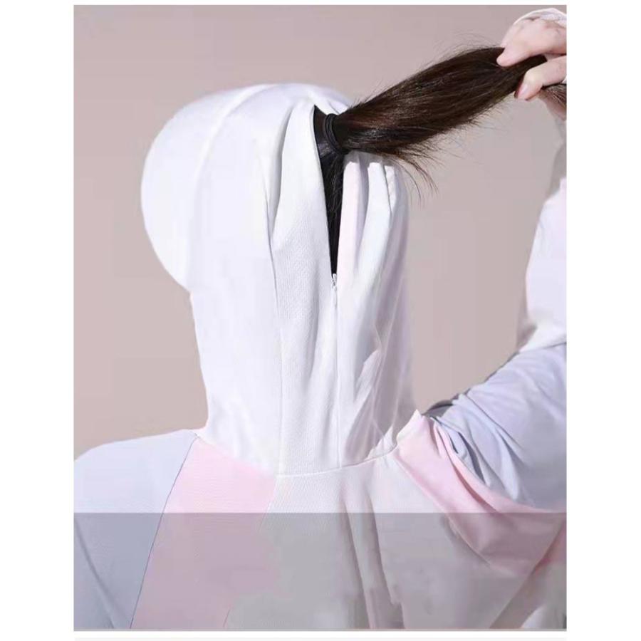 長袖 パーカー ラッシュガード レディース 接触冷感 uvカット 配色 UV UPF50 ジップアップ 通気性 ストレッチ 涼しい 日焼け防止 : DAIM STORE - 通販 ...