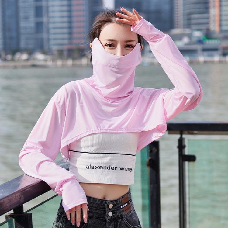 マスク 冷感 ポンチョ ケープ 指穴 UV UVカット 吸汗 レディース パーカー アームカバー 着る UPF50 ラッシュガード マント ライトア : DAIM STORE - 通販 ...