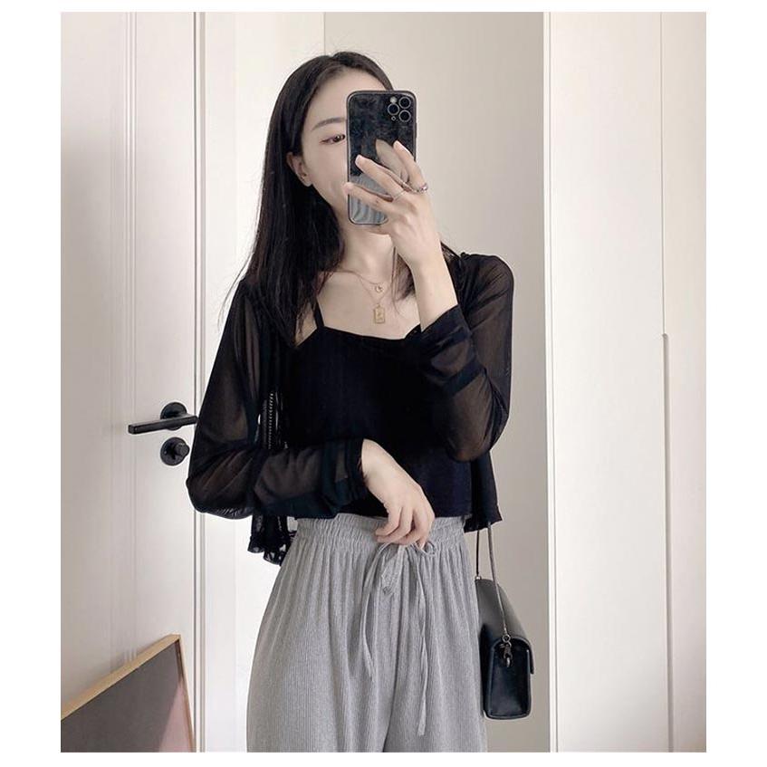 カーディガン ショット 冷房対策 透け感 夏 長袖 シアーカーディガン vネック ショート丈 UVカット サマーカーディガン : DAIM STORE - 通販 - Yahoo!ショッピング