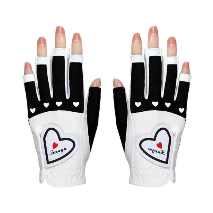 ゴルフグローブ 女性 両手 指先開き ハート柄 グリップ 指先カット ネイルもOK スマホ対応 ゴルフウェア レディース 滑り止め お洒落 通気性 ス : DAIM STORE - 通販 ...