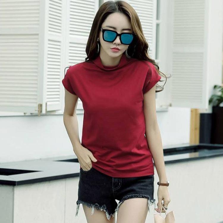 Tシャツ レディース ハイネック 接触冷感 UVカット 夏 吸水速乾 カットソー 無地 女性用 トップス ゆったり ストレッチ 薄手 カジュアル おし : DAIM STORE - 通販 ...