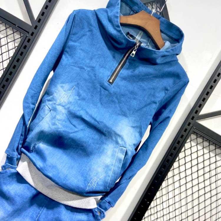 カットデニム セットアップ ジップパーカー 春夏 メンズ 長袖 長ズボン ジョガーパンツ 上下セット 伸縮 メンズ レディース OK プレゼント スウ : rabui277704 : DAIM ...