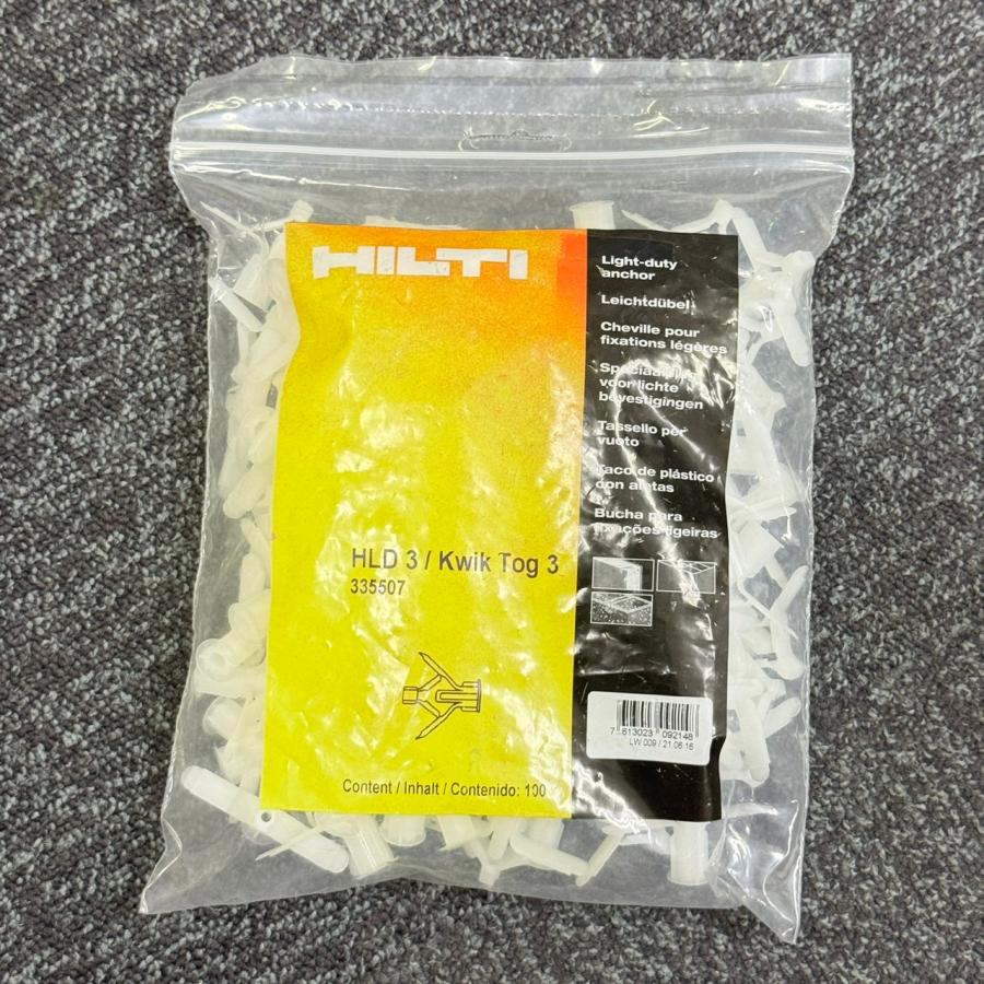 HLD3 335507 100個入 在庫限り 色焼け ヒルティ HILTI プラスチック系はさみ固定式アンカー 管51488 ...