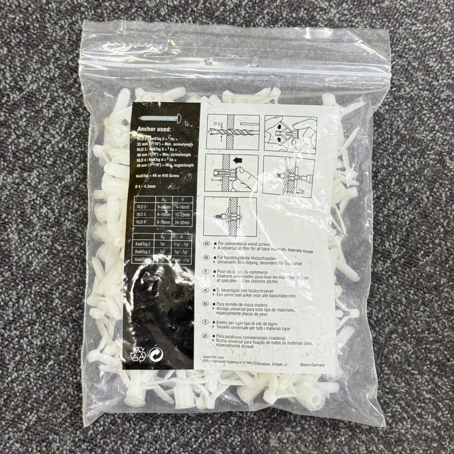 HLD3 335507 100個入 在庫限り 色焼け ヒルティ HILTI プラスチック系はさみ固定式アンカー 管51488 ...