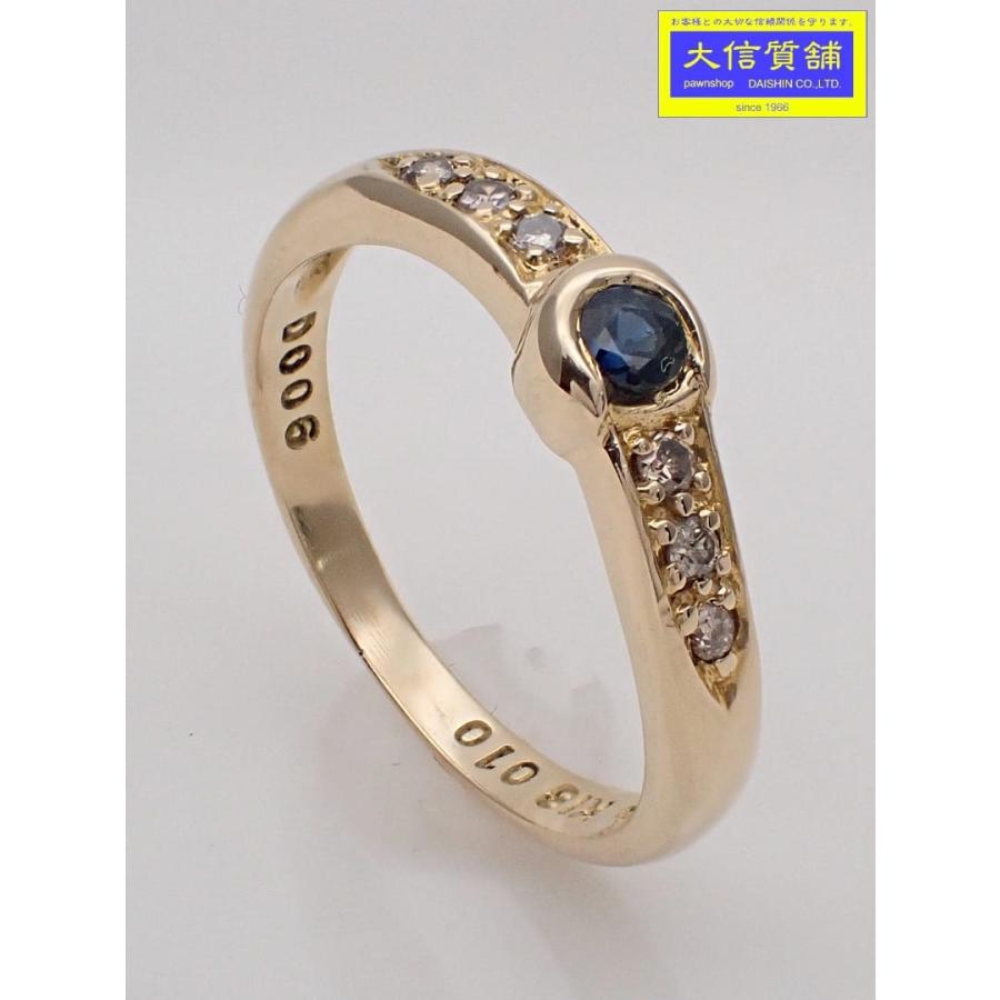 K18 イエローゴールド サファイア ダイヤリング S0.10ct D0.06ct 6号 1.9g 中古A- 【送料無料】 C-9104 : 大信質舗ヤフー店 - 通販 - Yahoo!ショッピング
