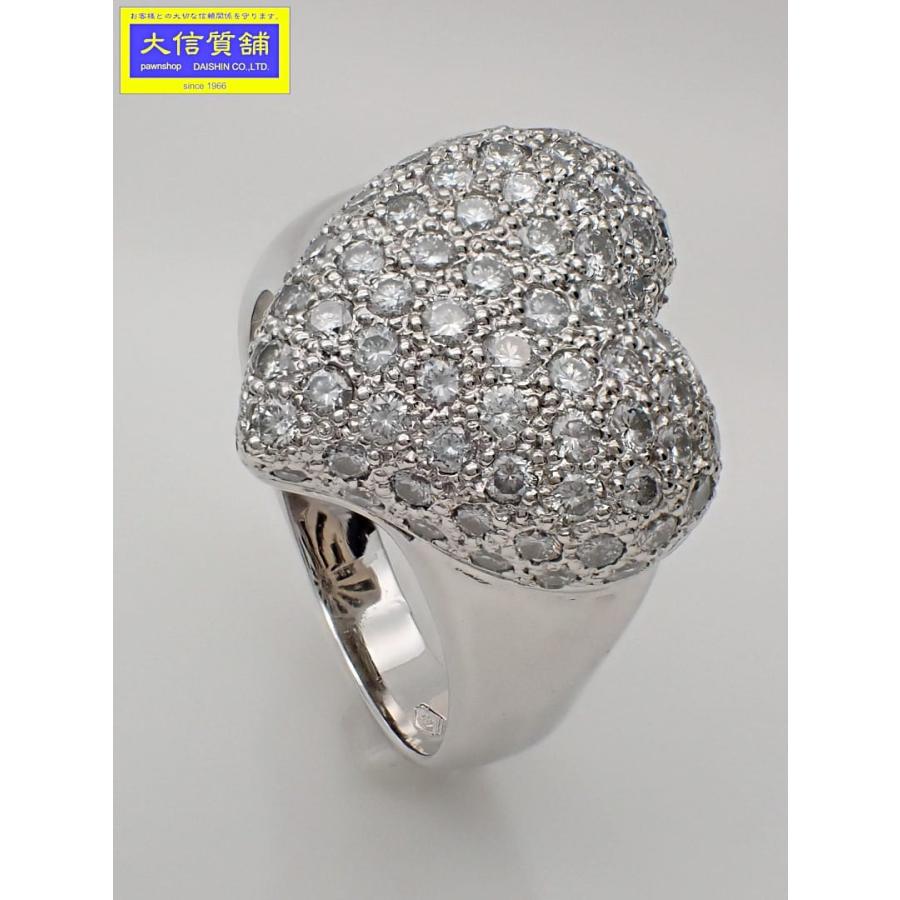 750 ホワイトゴールド パヴェダイヤ リング ハート 14号 9.23g 中古A 【送料無料】 C-9268 : 大信質舗ヤフー店 - 通販 - Yahoo!ショッピング