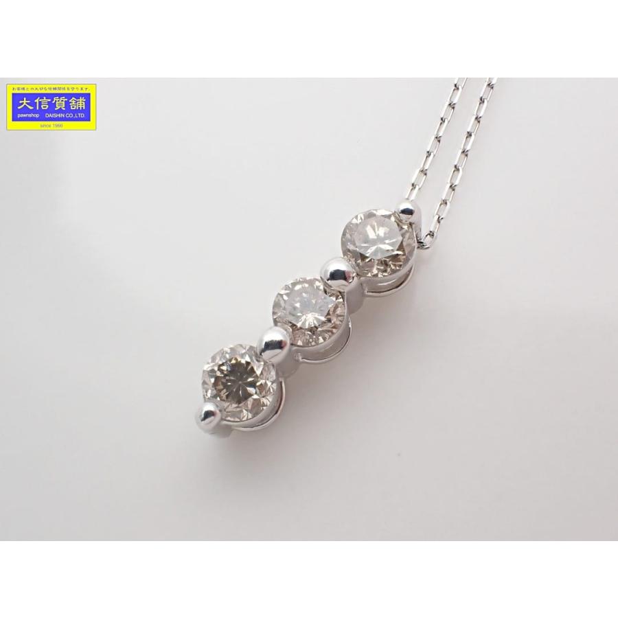PT950 K18WG プラチナ ホワイトゴールド 3Pダイヤペンダント アズキチェーンネックレス 40cm 0.50ct 1.65g 中古A- 【送料無料】 C-9288 : 大信質舗ヤフー ...