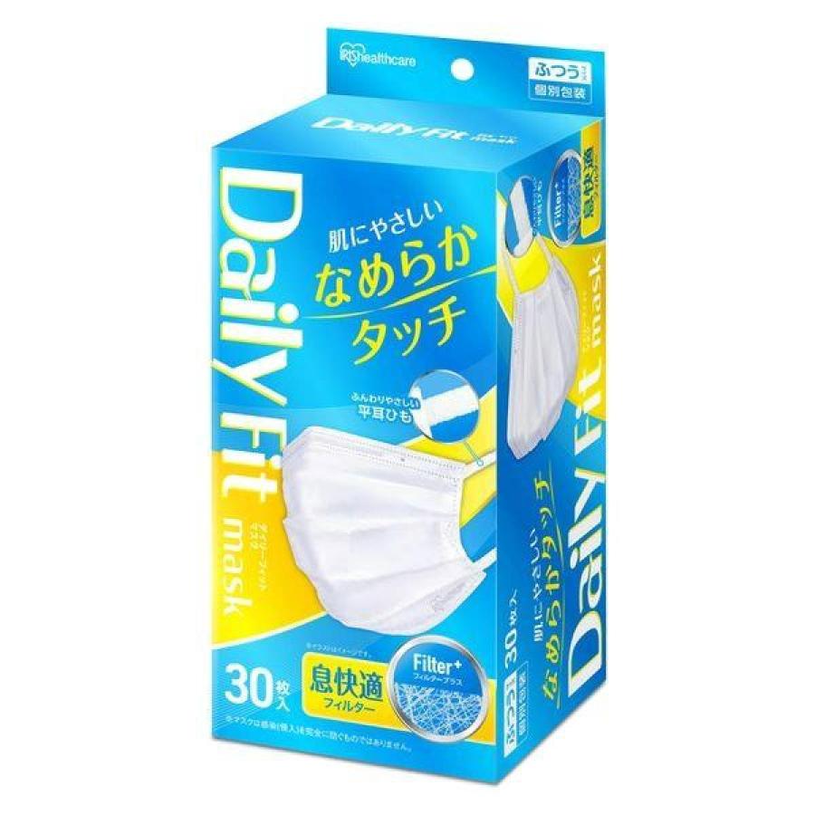 IRIS OHYAMA（アイリスオーヤマ） DAILY FIT MASK なめらかタッチ ふつうサイズ 30枚入り PK-DH30MW ...