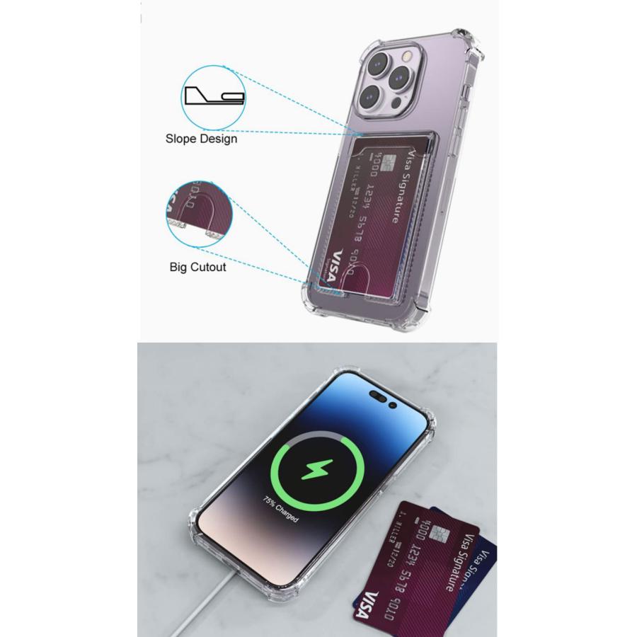 Iphone15 ケース 15Pro 15Plus max 14 14pro 7 8 se 12 13 16 クリア カード 背面 アイフォンケース カード収納 iphoneケース 背面カード ...