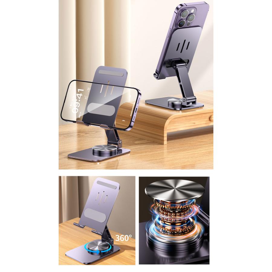 スマホスタンド タブレットスタンド スマホ スタンド 折りたたみ 360°回転 スマートフォンスタンド 携帯スタンド スマホホルダー iPhone iPad スタンド :za1663:DaMi ...