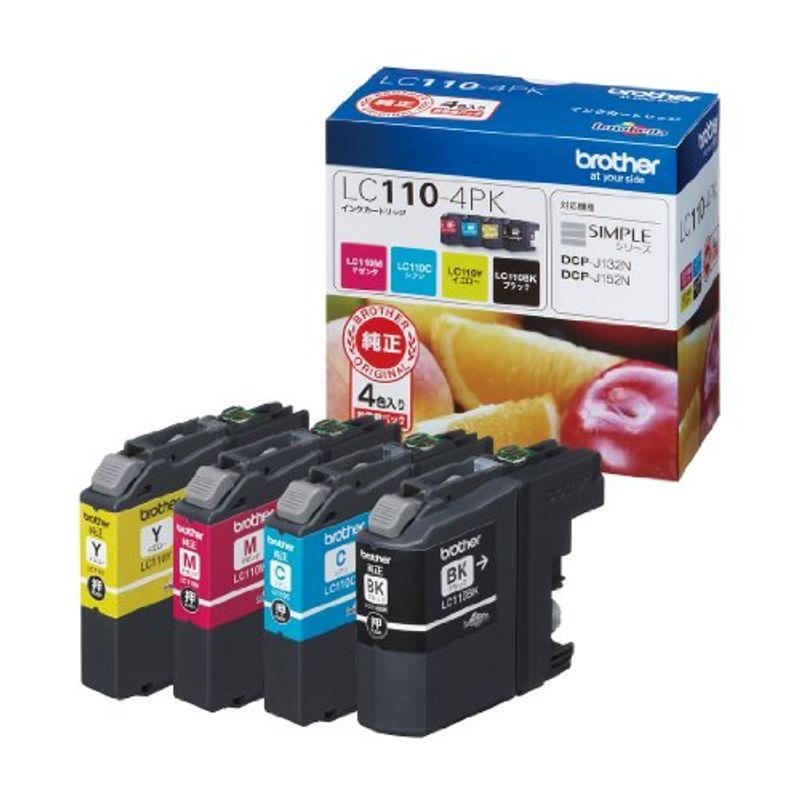 brother純正インクカートリッジ4色パック LC110-4PK 対応型番:DCP-J152N、DCP-J137N、DCP-J132N 他 ...