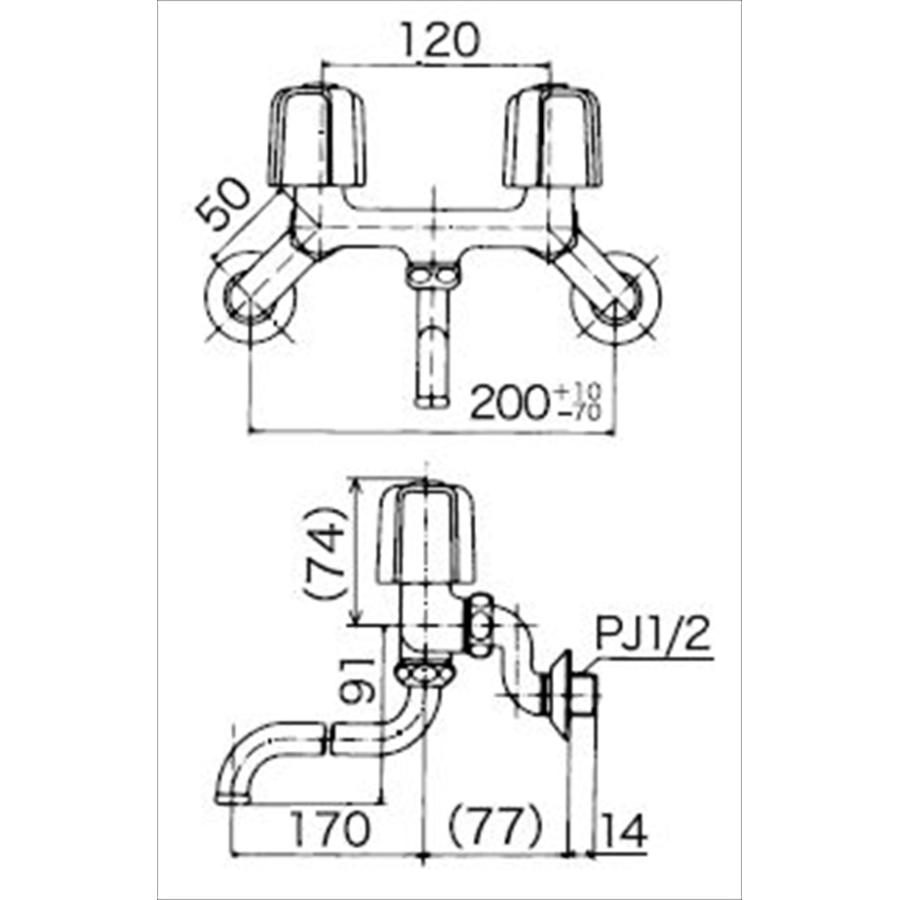 KVK 2ハンドル混合栓 KM13N2 : : ダンドリープロYahoo!店 - 通販 - Yahoo!ショッピング