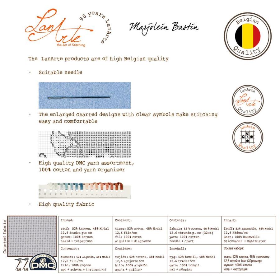 クロスステッチ 刺繍キット 【PINK SILK DAHLIA】 LanArteシリーズ 花 輸入ししゅうキット : Danish ...