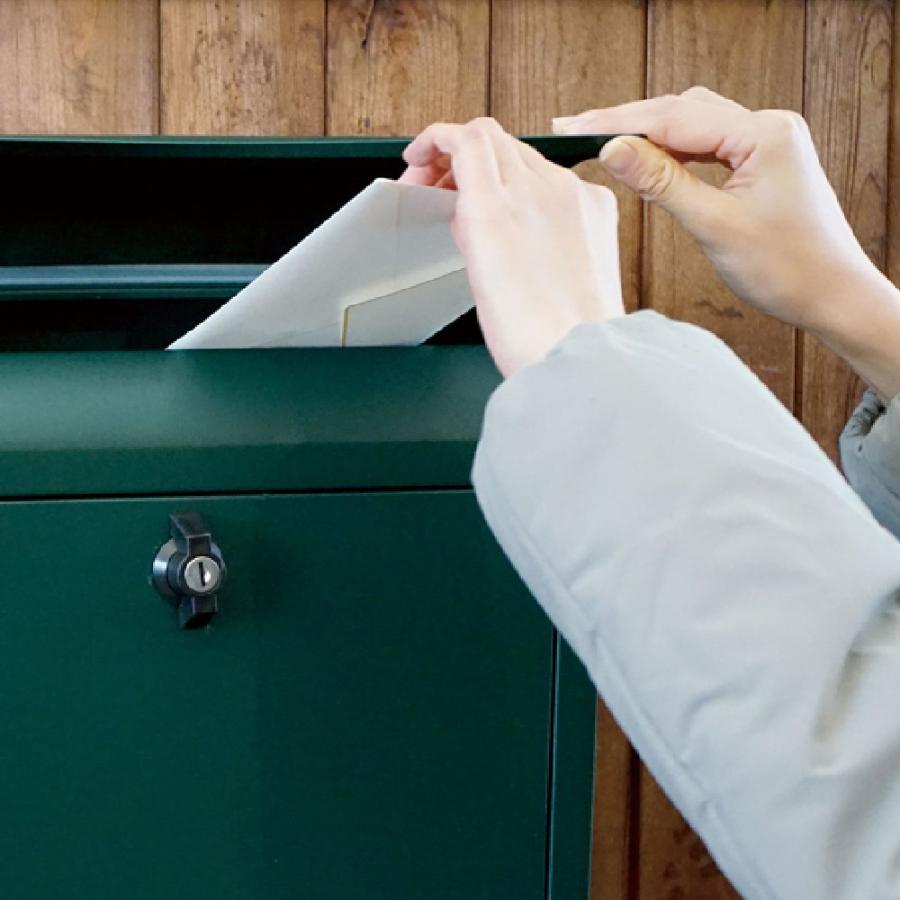 ポスト おしゃれ 壁掛け 北欧 ROOFING POST ルーフィングポスト 郵便受け 郵便ポスト かわいい 鍵付き A4サイズ グリーン ...