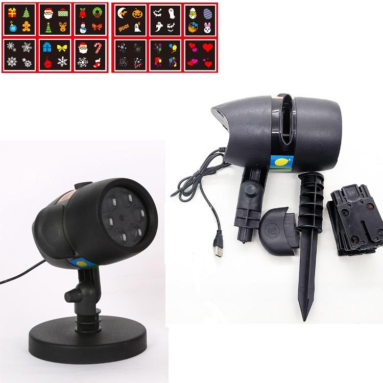 イルミネーション プロジェクター 投影 ライト 6LED USB イベント パーティー ライトアップ ガーデンライト 防水 12種類のフィルム付 : PCBOX78ヤフー店 - 通販 ...