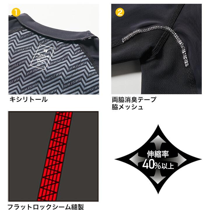 バートル インナーシャツ 4097 吸汗速乾 接触冷感 UVカット 消臭 4WAY アイスフィッテッド 春夏 ストレッチ コンプレッション 男女兼用 作業服【即日発送】 :burtle ...