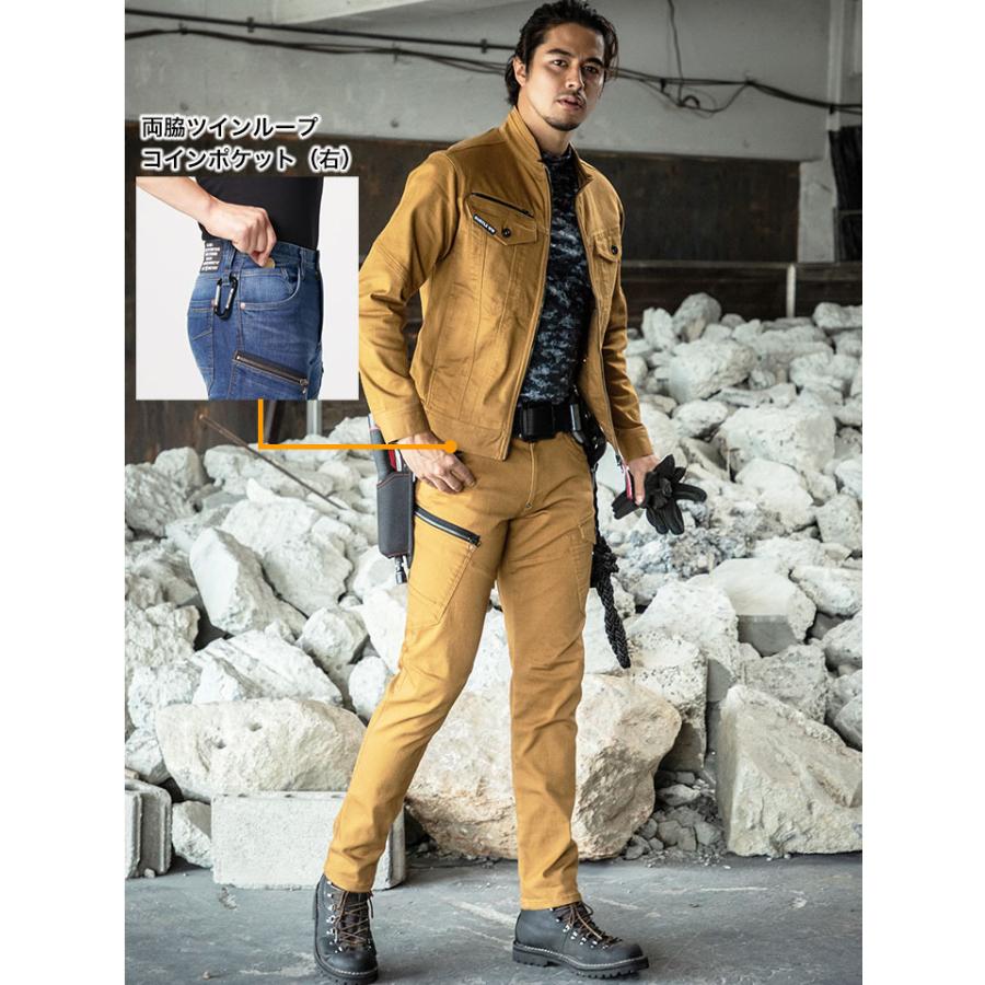 BURTLE バートル デニム 上下セット 作業着 ジャケット 5001 カーゴパンツ 5002 長袖 ストレッチ メンズ 男女兼用 ブルゾン ジャンパー 作業服 3L-4L : 作業服の専門 ...