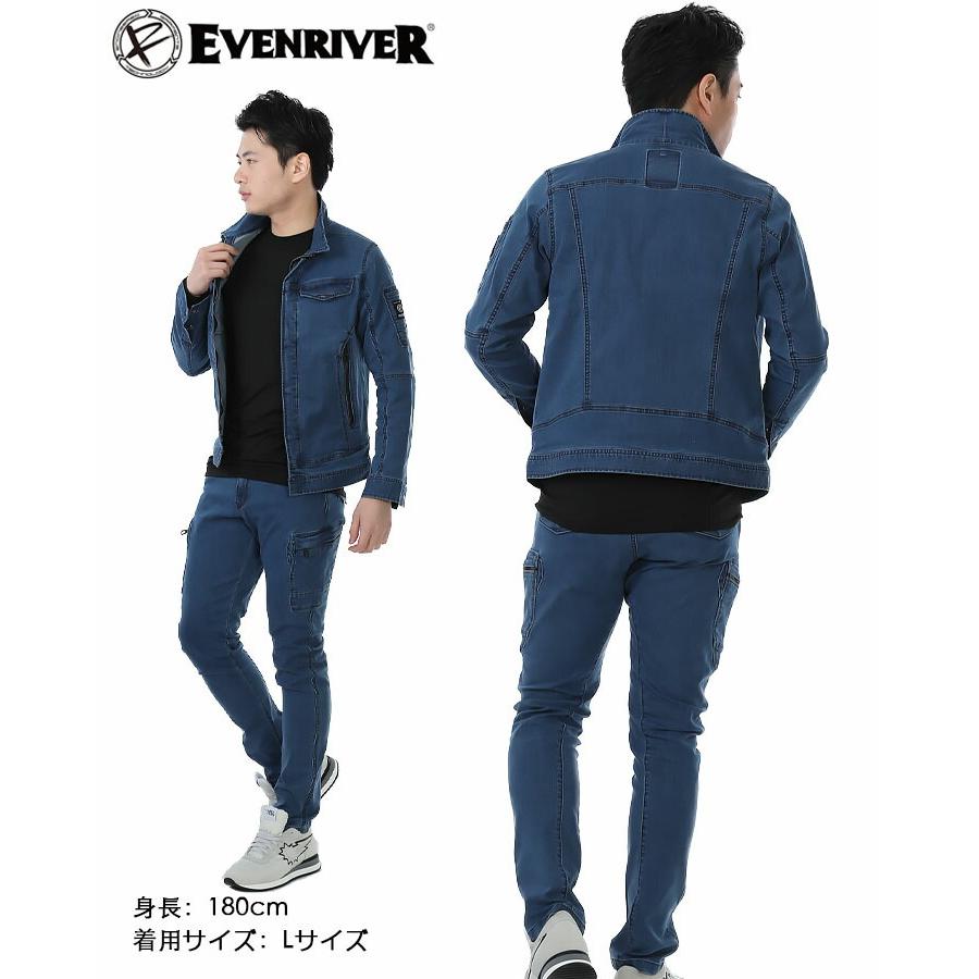 イーブンリバー サマーデニムブルゾン【接触冷感デニム】エクストリームストレッチ ERX407 ジャケット ジャンパー 春夏 作業服 作業着 EVENRIVER :even-erx407:作業服 ...