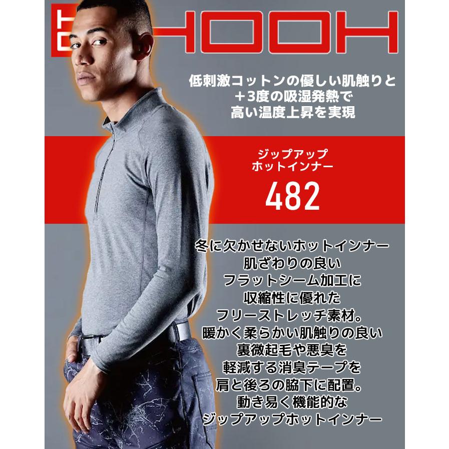 HOOH 長袖インナーシャツ 冬用 村上被服 482 インナーウェア ジップシャツ 消臭 吸湿発熱 保温性 ストレッチ 秋冬 コンプレッション 作業服 鳳皇 : 作業服の専門店だるま商店 ...