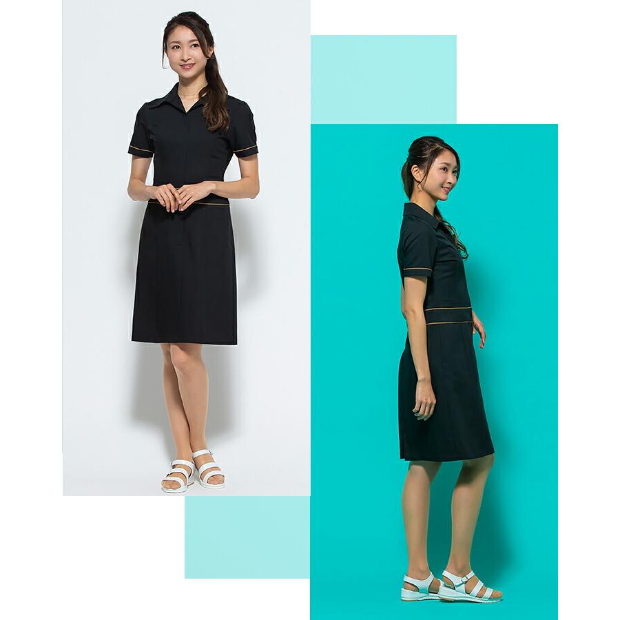 SHIROTA ワンピース 白衣 シロタコーポレーション エステ e3094 半袖 透け防止 女性 レディース 受付 エステ服 メディカルウェア おしゃれワンピース 上品 医療用 : 作業服の ...