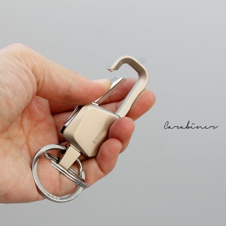 OMUDA カラビナ キーホルダー 2連キーリング メンズ レディース ユニセックス スクエア ストラップ ブラス キーリング : 革財布・シルバー専門店 Days art - 通販 ...
