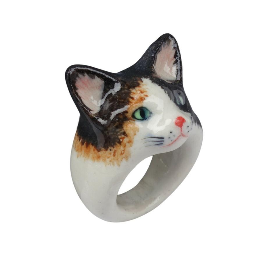 NACH ナッシュ ポーセリン リング 磁器指輪 B PORCELAIN RINGS ラビット 三毛猫 ペルシャ猫 動物 アニマル 磁器 ...