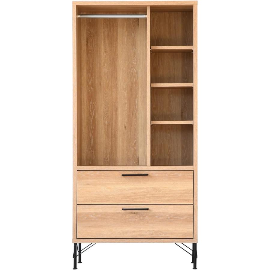 32537 シフト（NA）80 ハンガーラック ラック 引き出し 収納 チェスト 棚 木製 ウッド シンプル おしゃれ かわいい ナチュラル ...