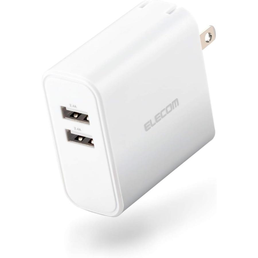 ELECOM エレコム USB コンセント 充電器 合計24W USB-A×2 【 iPhone (iPhone13シリーズ対応) / Android/タブレット 対応 】 ホワイト MPA ...