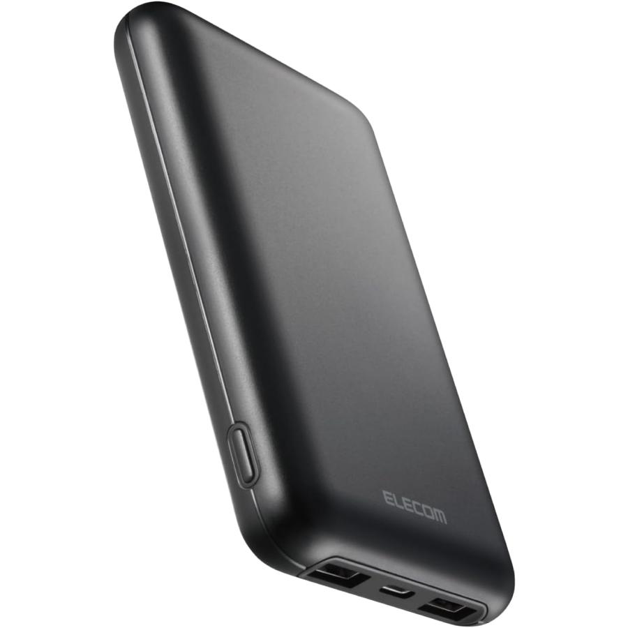 ELECOM エレコム モバイルバッテリー 大容量 10000mAh USB PD対応 20W Type-C×1 USB-A×2 ケーブル付属 ブラック DE-C44-10000BK ...